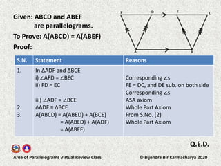 Review class on Area of Triangles and Parallelograms | PPTX | Physics | Science