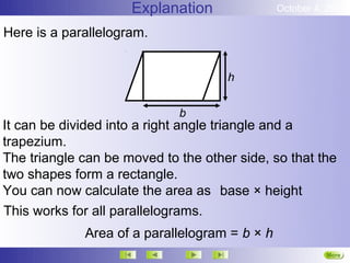 Area parallelograms | PPT