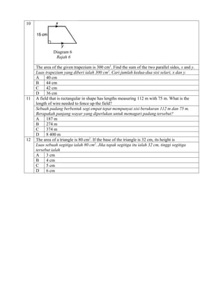 Area & perimeter pmr paper 1 | DOC