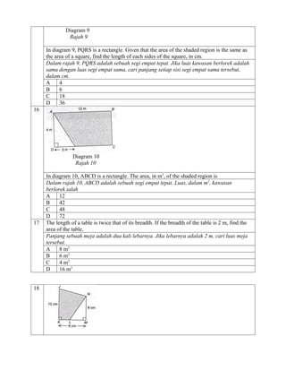 Area & perimeter pmr paper 1 | DOC