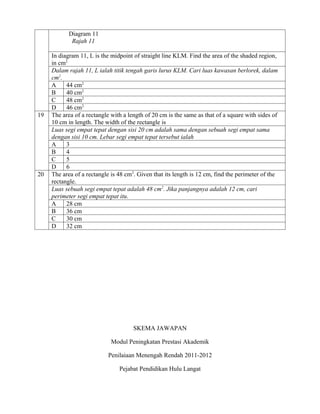 Area & perimeter pmr paper 1 | DOC
