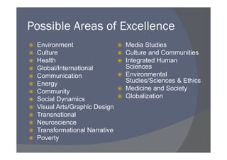 Areas of Excellence | PDF | College Education | Education