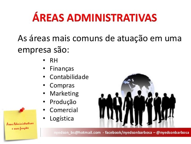 Áreas administrativas e suas funções