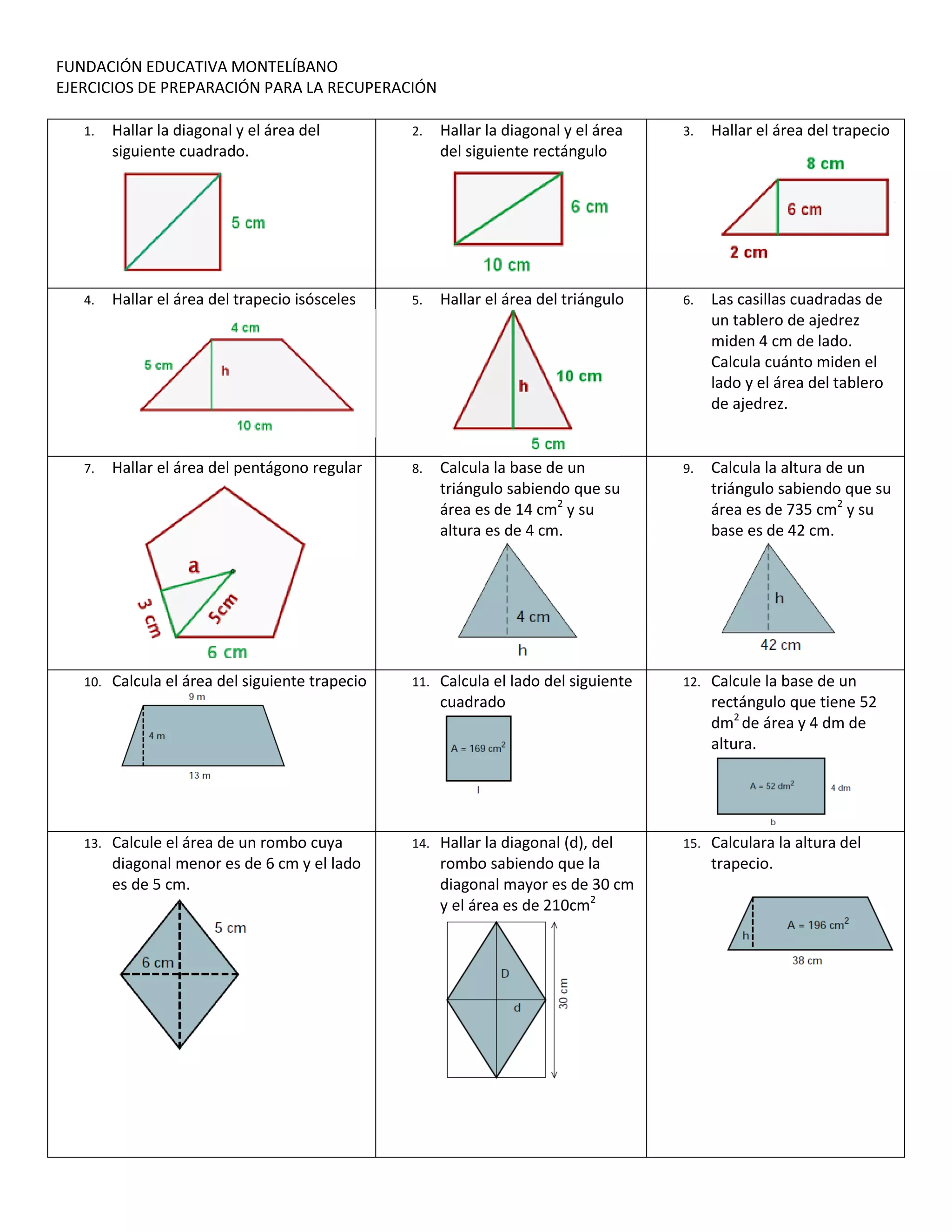 Areas De Figuras Geometricas Ejemplos