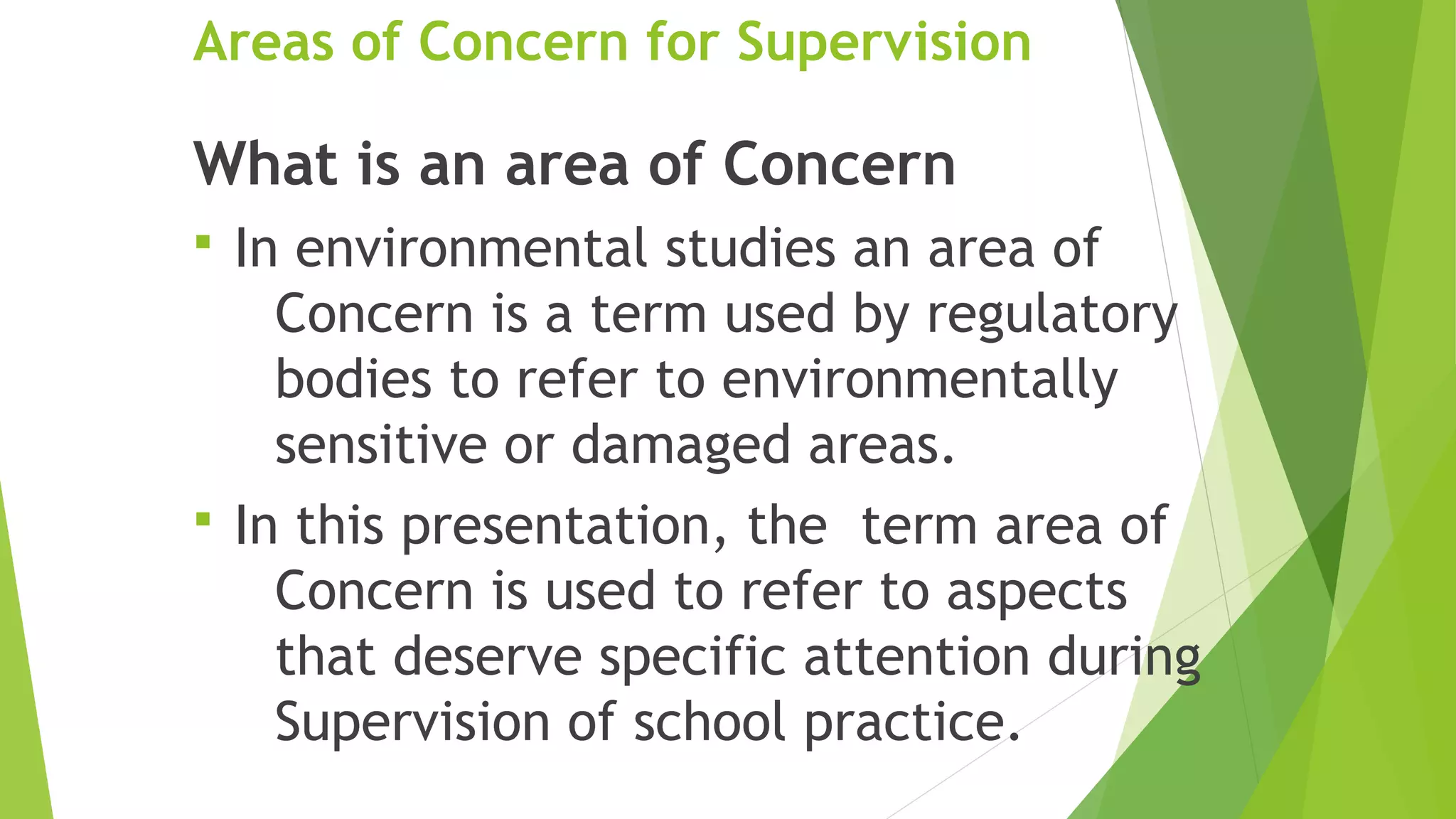 Areas of concern in supervision of school practice | ODP