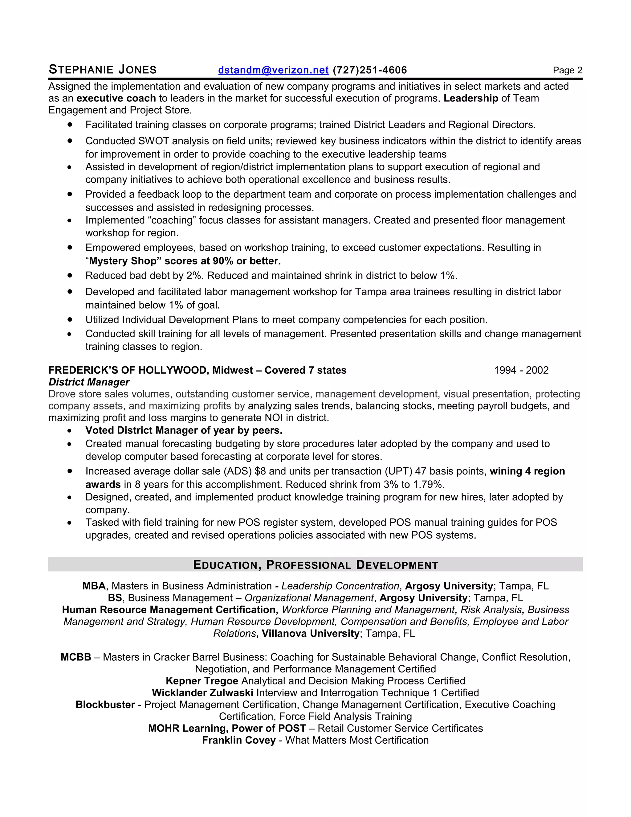 Areas of expertise resume for stephanie jones | DOC