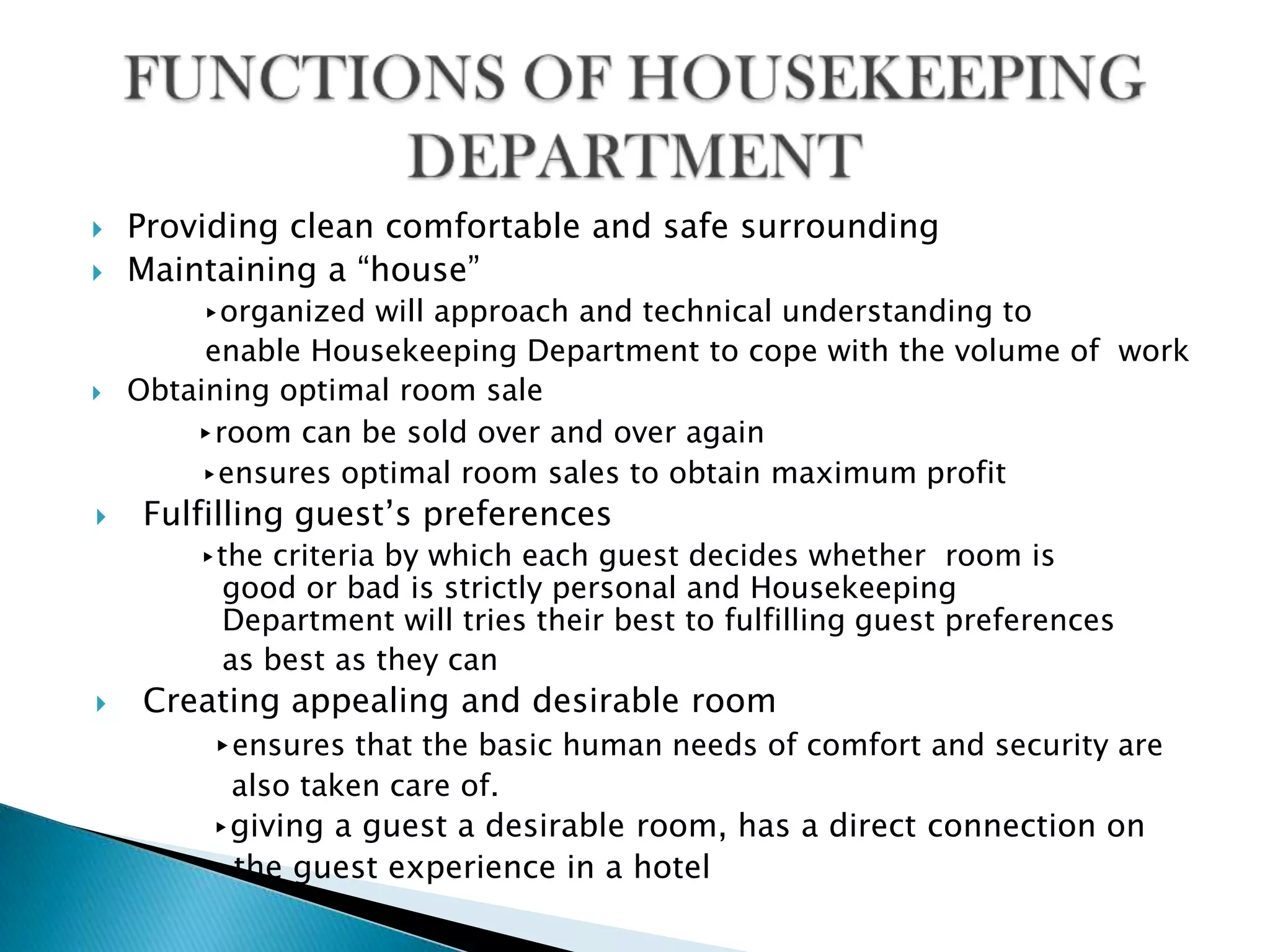 Areas of housekeeping department responsbilities | PPTX