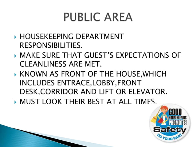 Areas of housekeeping department responsbilities | PPTX