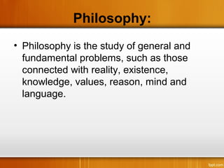Areas of philosophy in Education | PPT