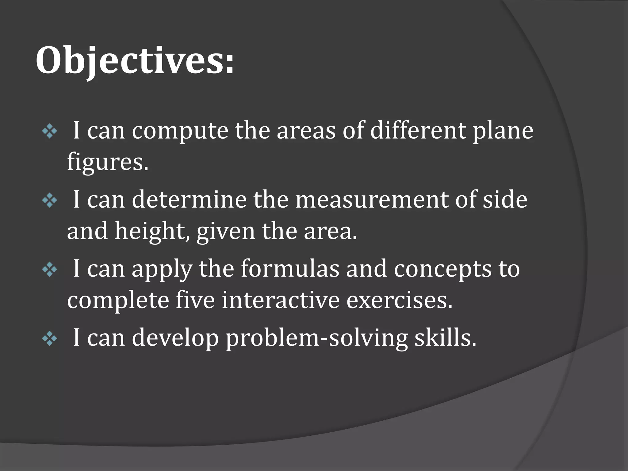 Areas of Plane Figures | PPTX