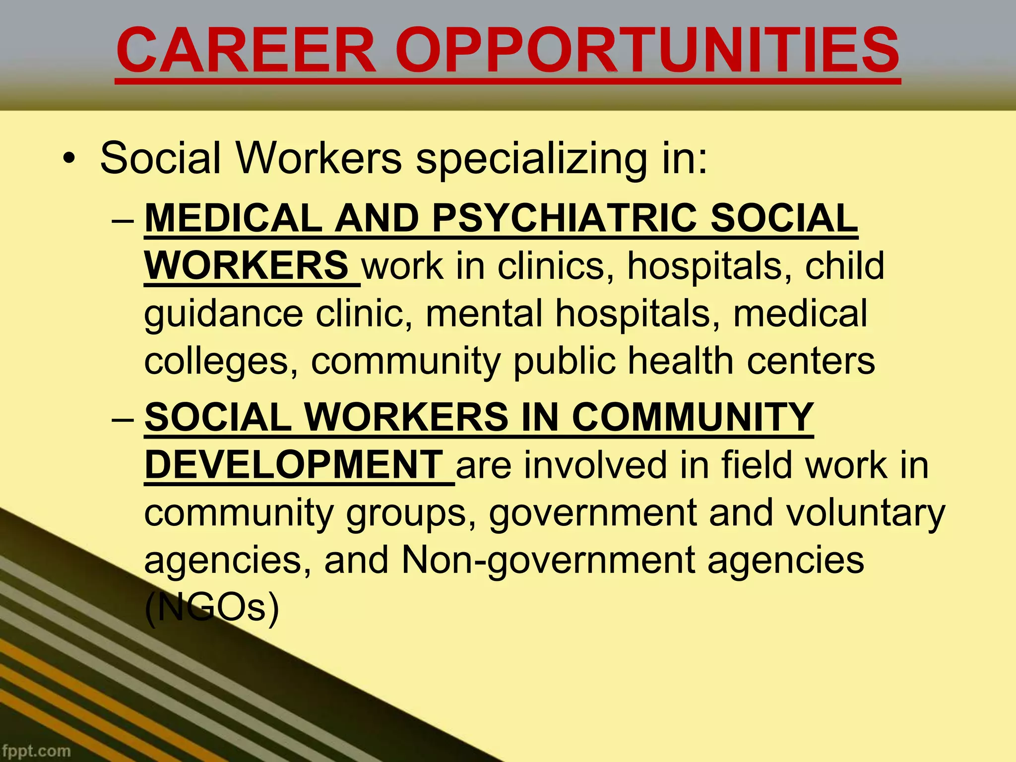 Areas of specialization and career opportunities of SW | PPTX