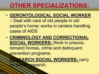 Areas of specialization and career opportunities of SW | PPTX