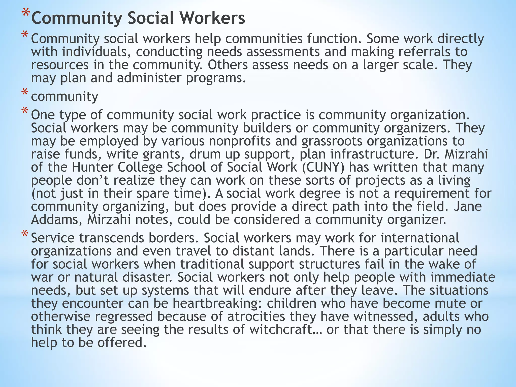 Areas of specialization in social work | PPTX