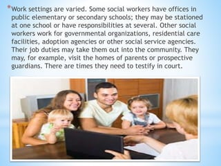 Areas of specialization in social work | PPTX