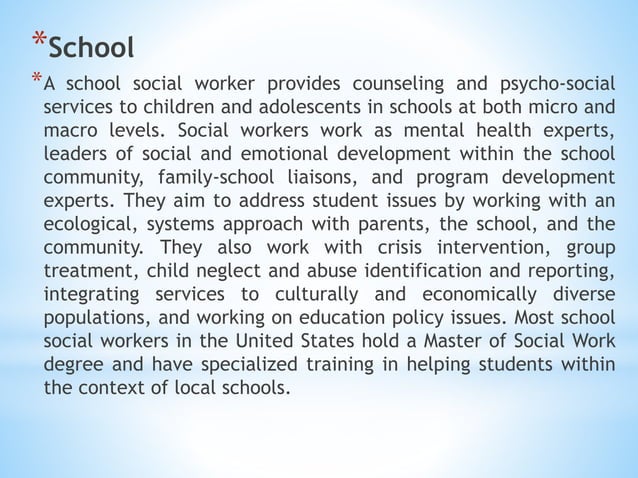 Areas of specialization in social work | PPT