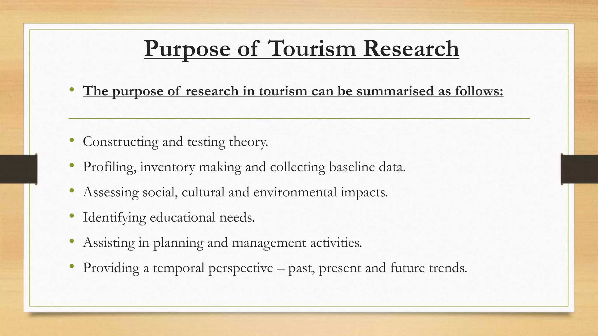 Areas of tourism research | PPTX