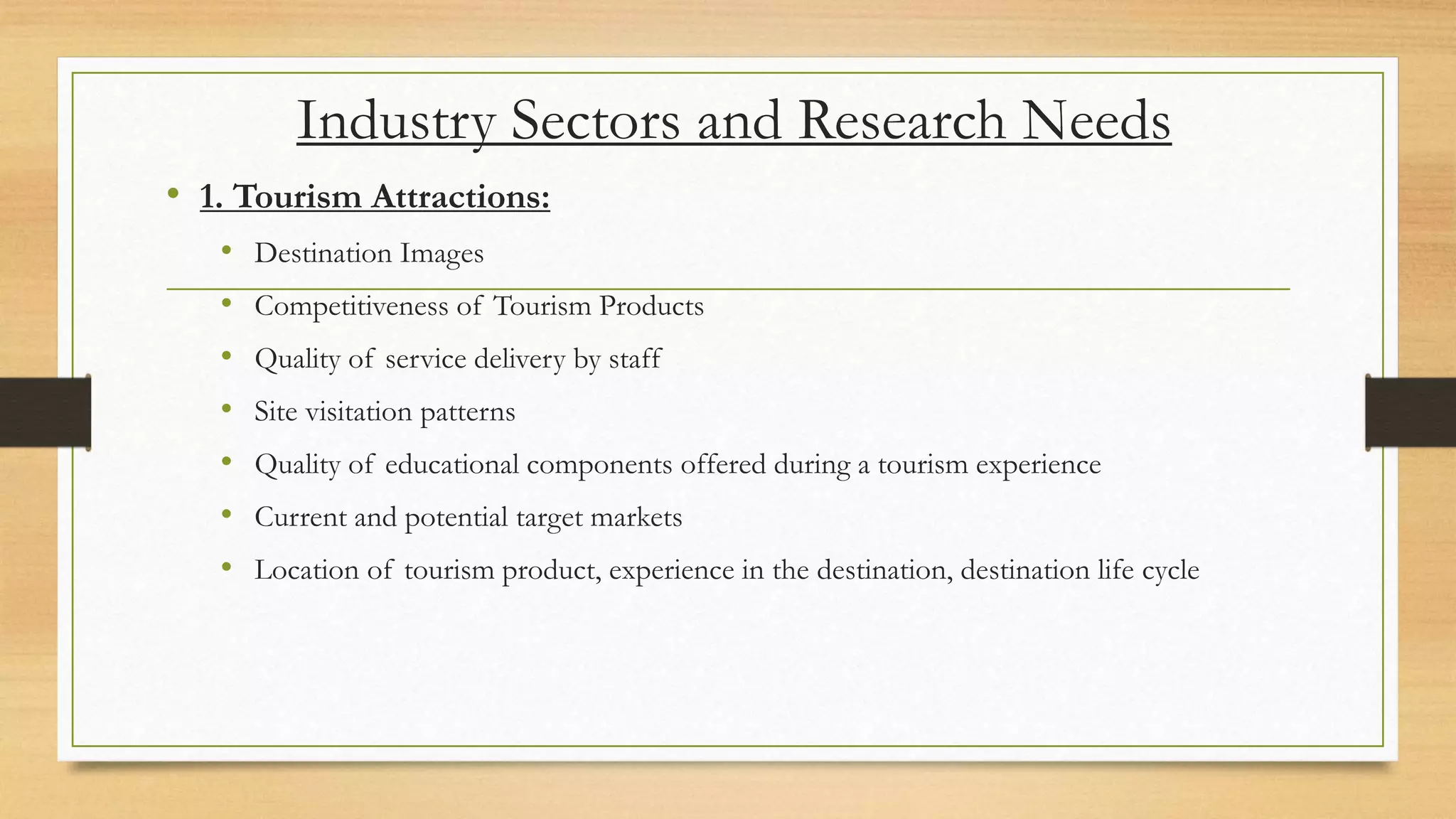 Areas of tourism research | PPTX