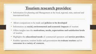 Areas of tourism research | PPTX