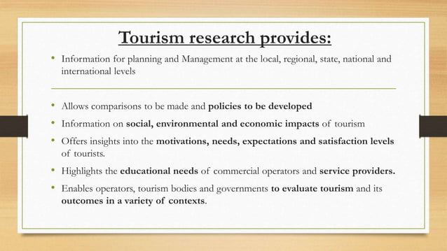 Areas of tourism research | PPTX