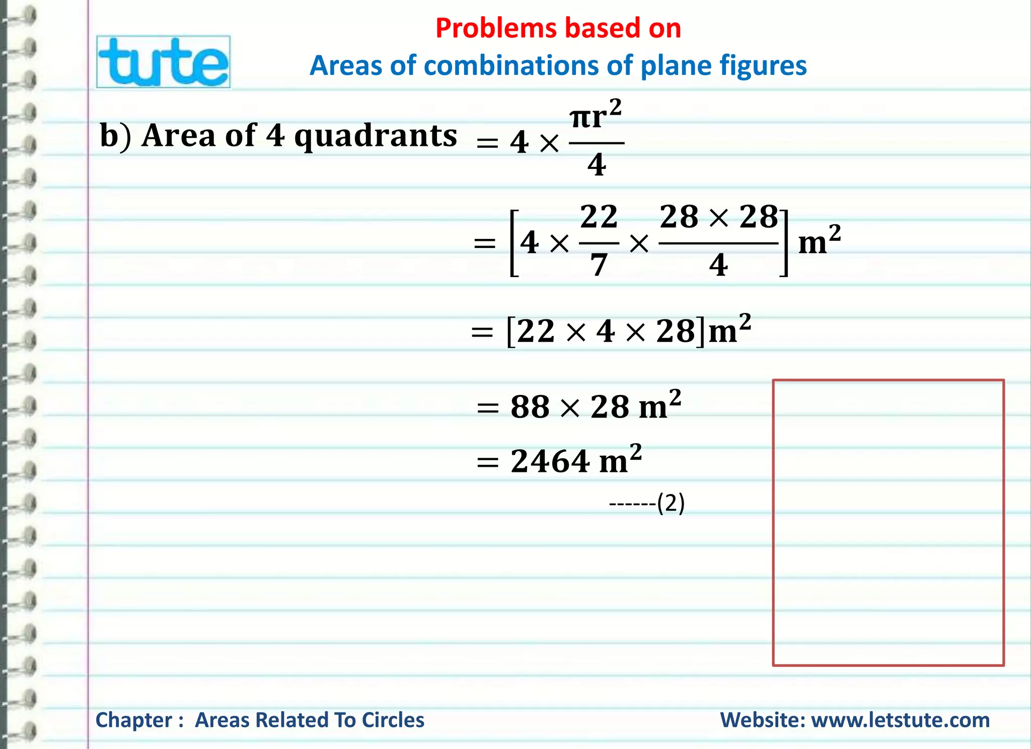 Areas related to circles - Areas of combinations of plane figures for ...