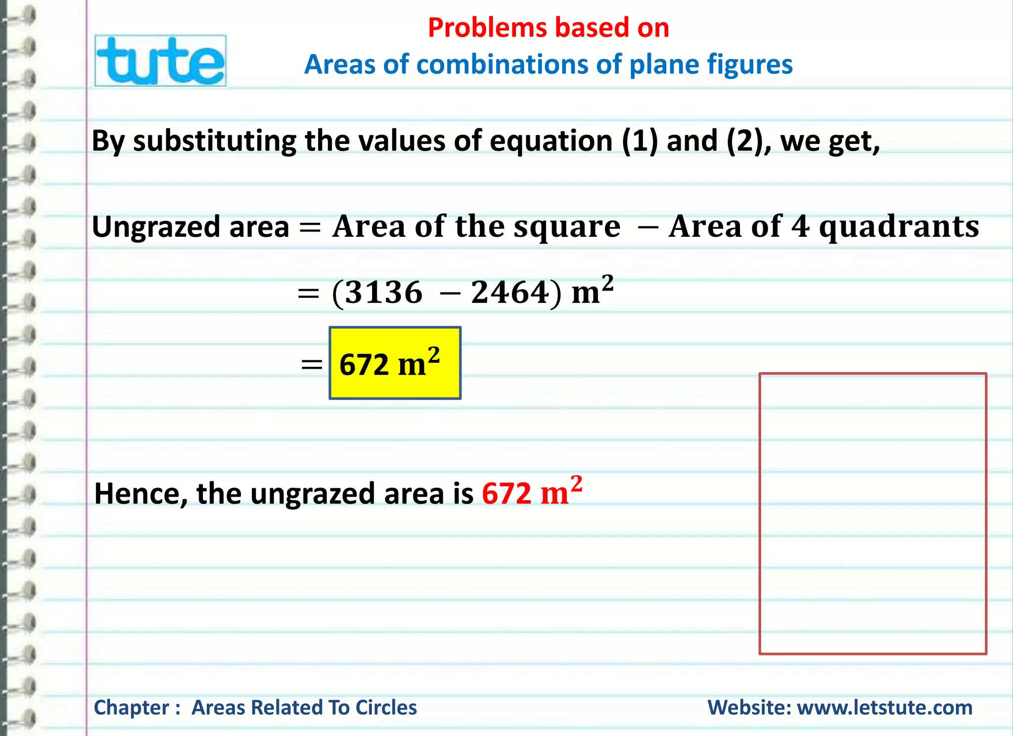 Areas related to circles - Areas of combinations of plane figures for ...