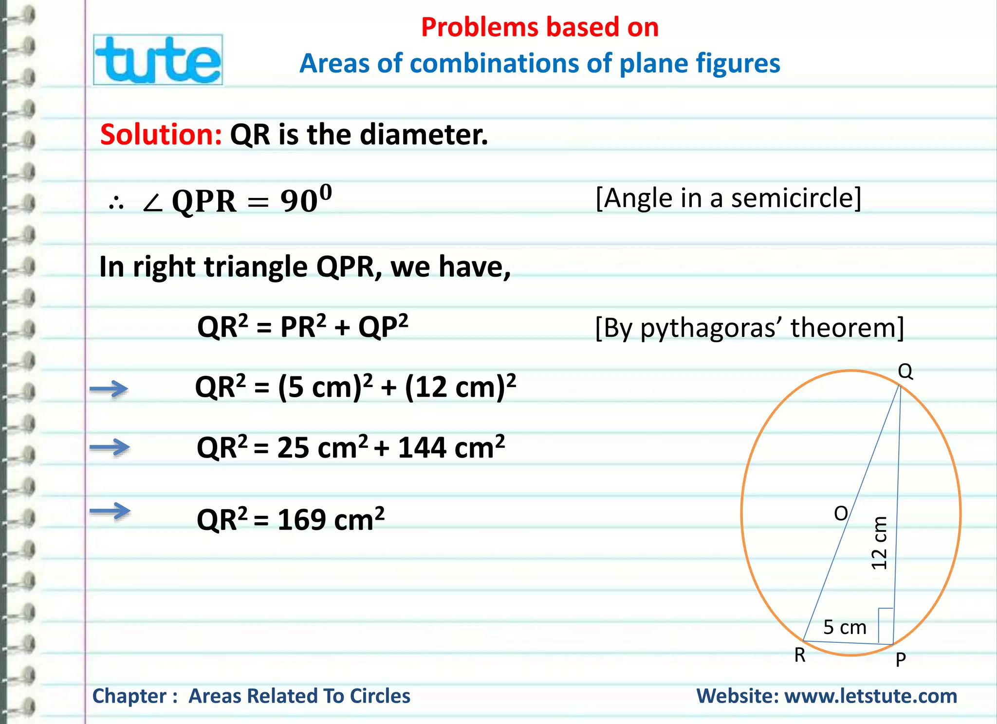 Areas related to circles - Areas of combinations of plane figures for ...