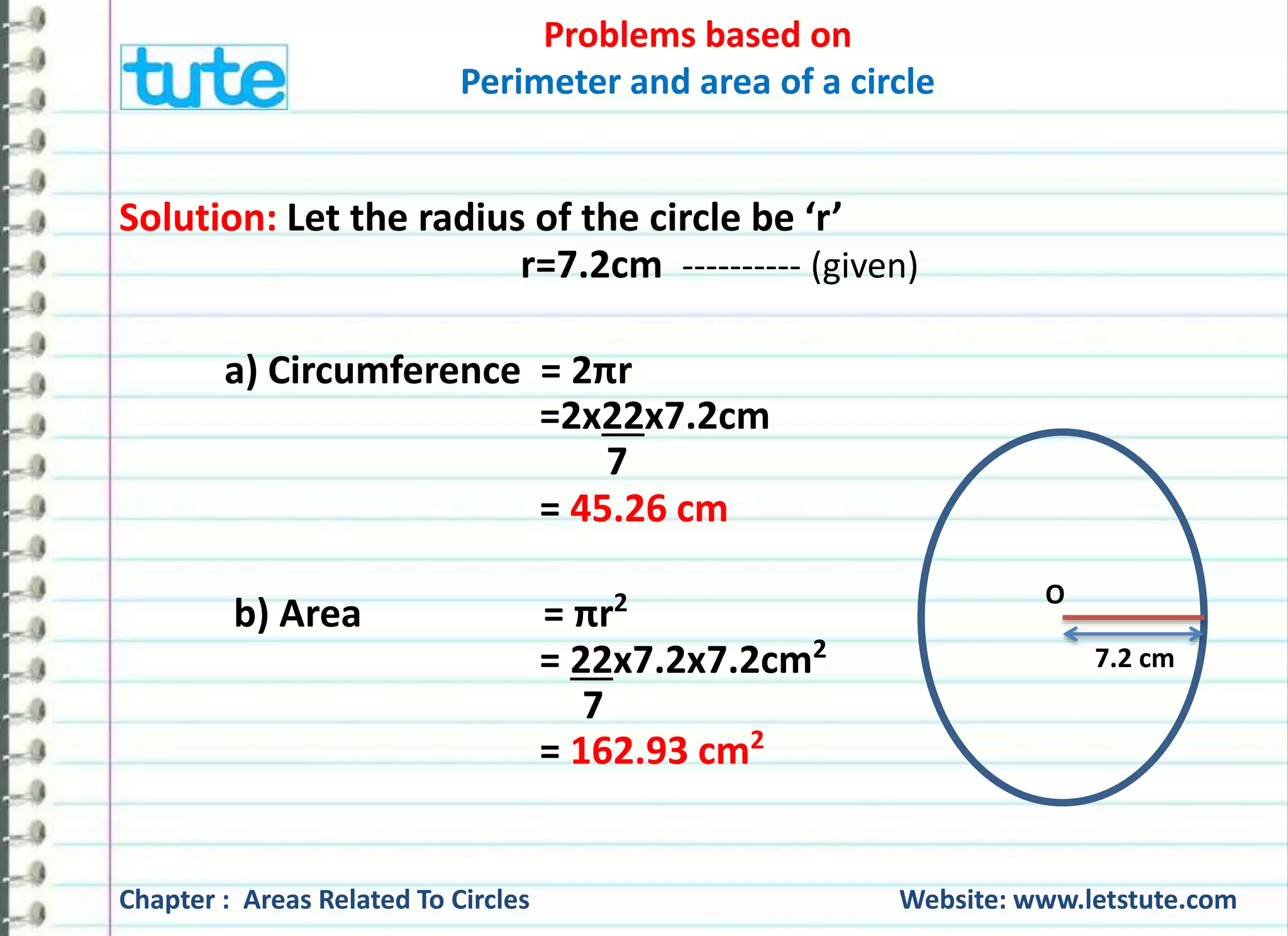 Areas related to circles - Perimeter and area of a circle for class 10 ...
