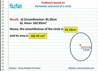 Areas related to circles - Perimeter and area of a circle for class 10 ...