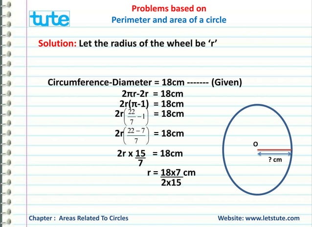 Areas related to circles - Perimeter and area of a circle for class 10 ...