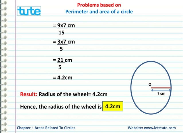 Areas related to circles - Perimeter and area of a circle for class 10 ...