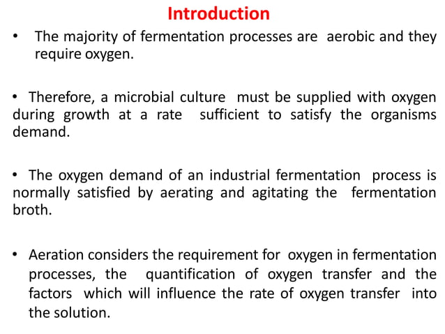 Areation & stirring process during fermentation | PDF | Chemistry | Science