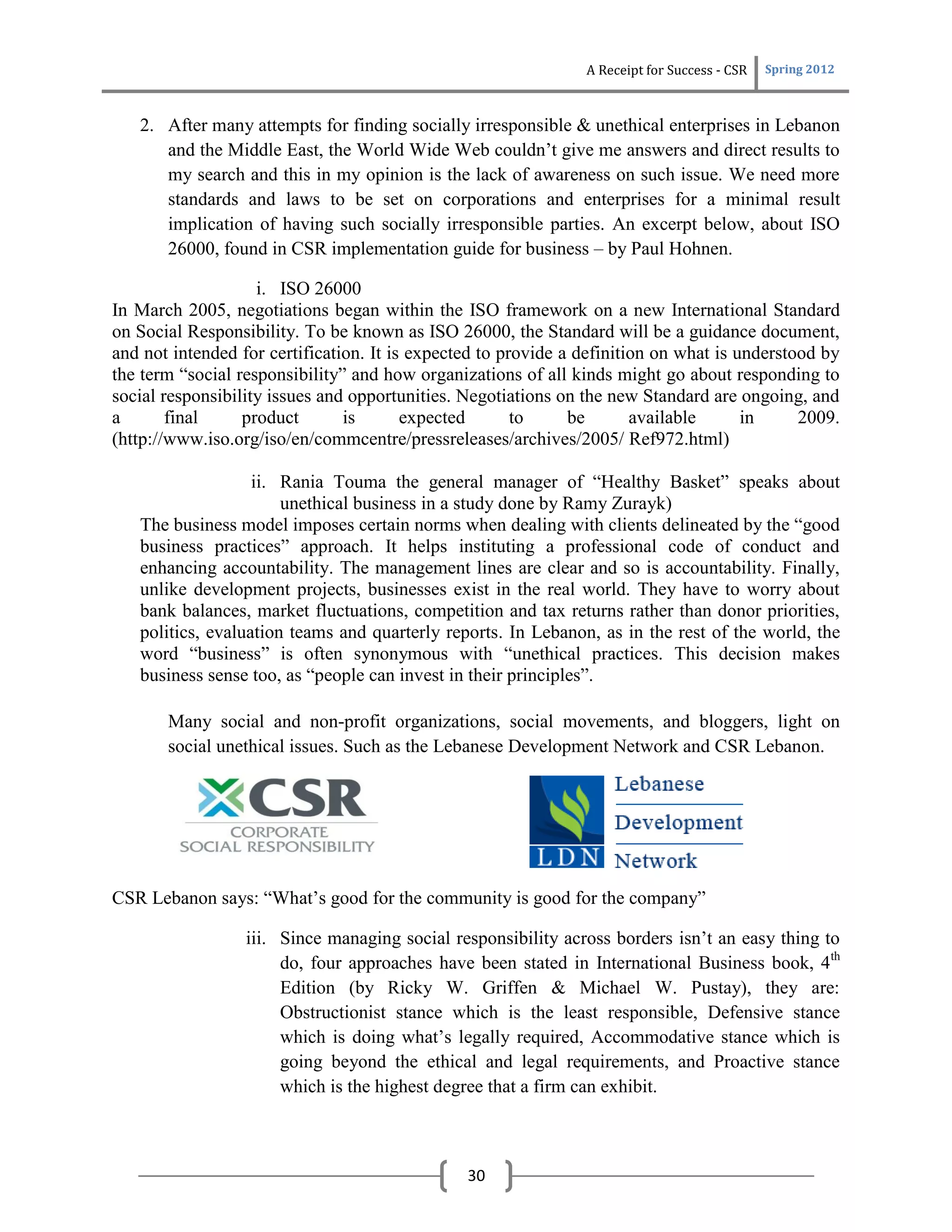 A Receipt for success – Corporate Social Responsibility | PDF