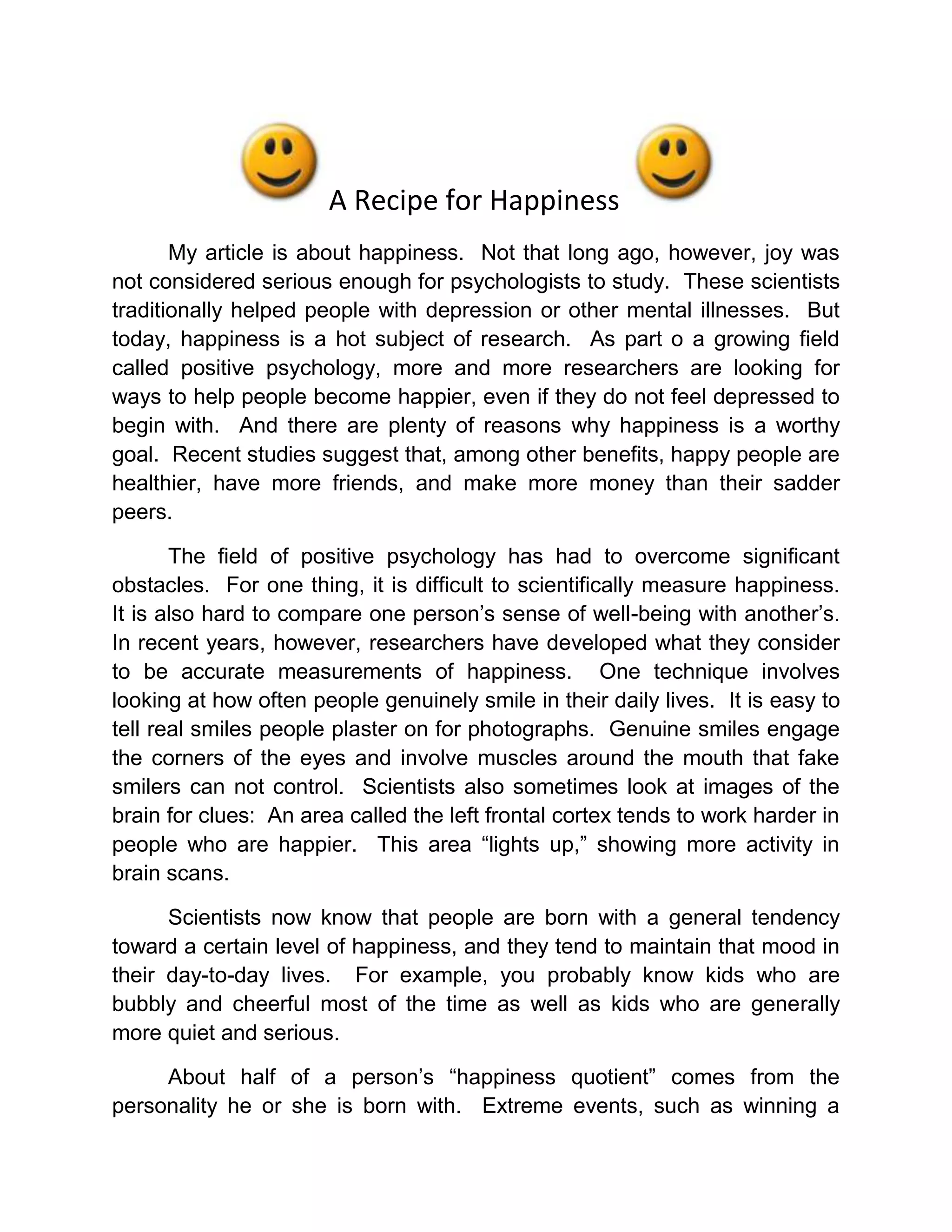 A recipe for happiness 2 | DOCX