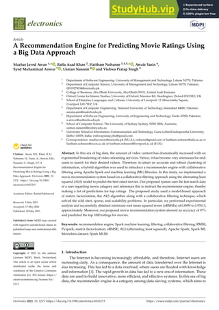 A Recommendation Engine For Predicting Movie Ratings Using A Big Data ...