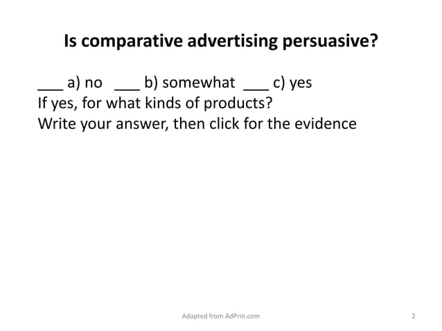 Are comparative ads persuasive | PPT