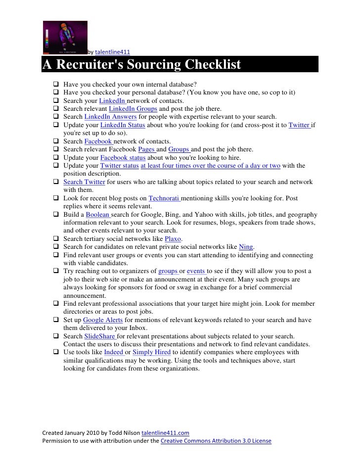 A Recruiters Sourcing Checklist