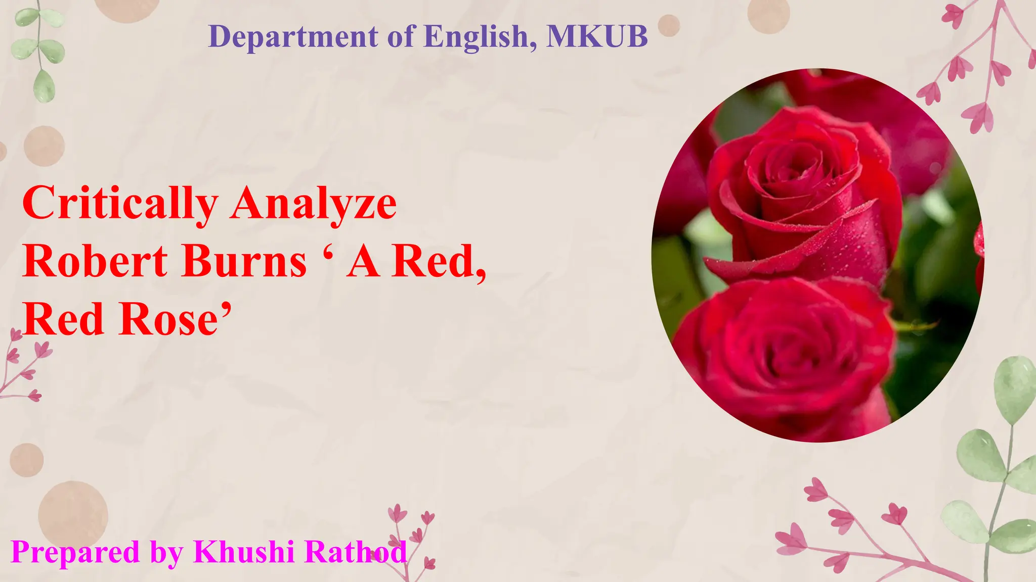 A Red, Red Rose | PDF