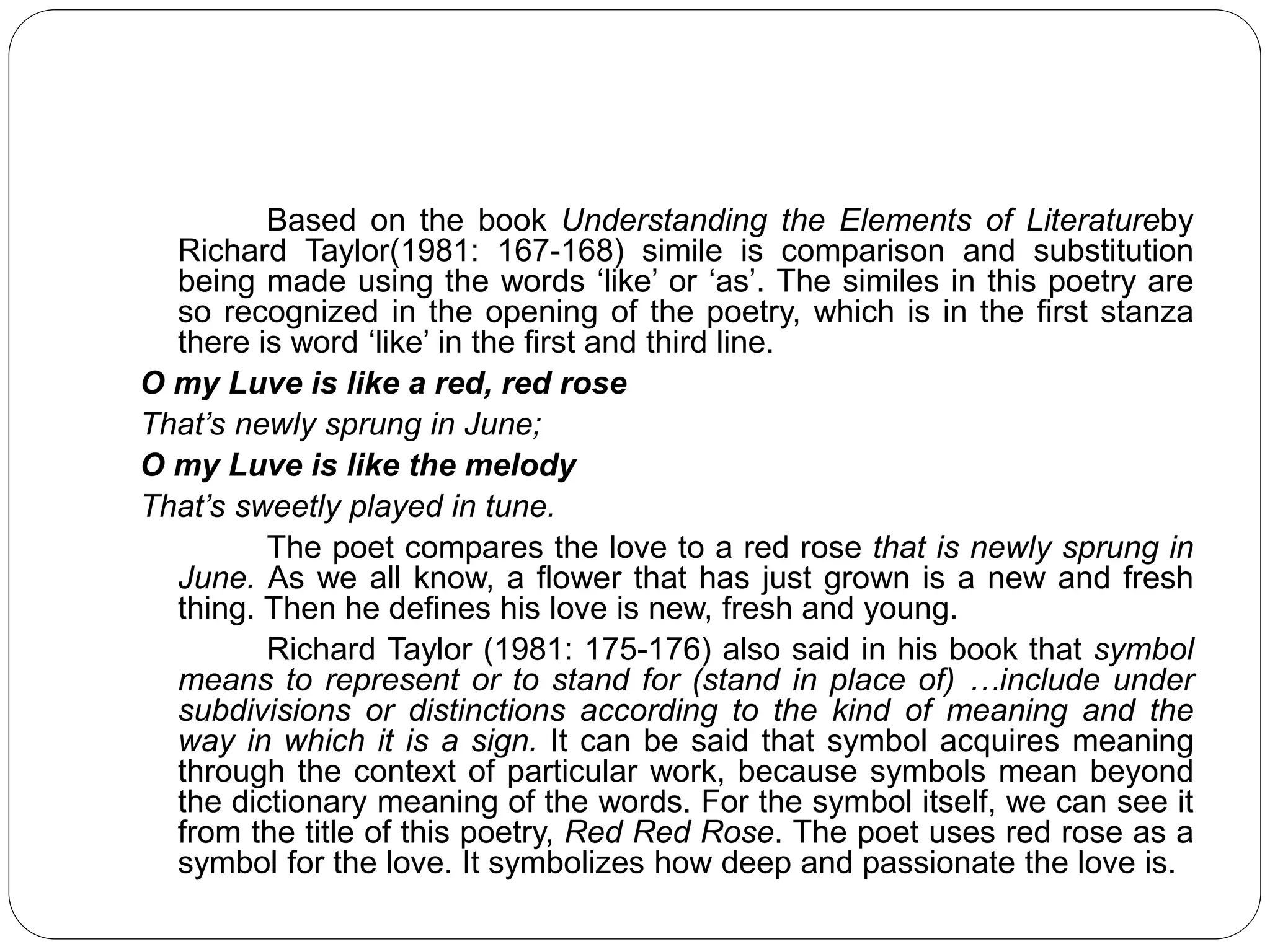 A Red, Red Rose Analysis | PPTX