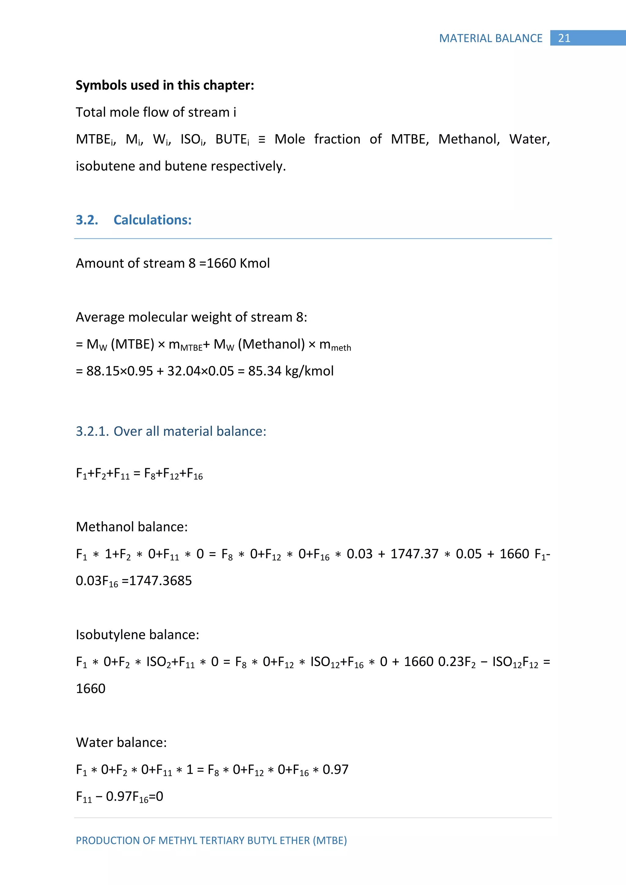 PRODUCTION OF METHYL TERTIARY BUTYL ETHER (MTBE) | PDF