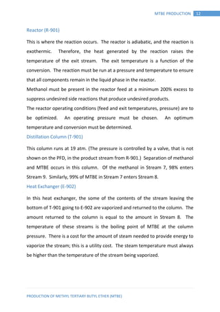 PRODUCTION OF METHYL TERTIARY BUTYL ETHER (MTBE) | PDF