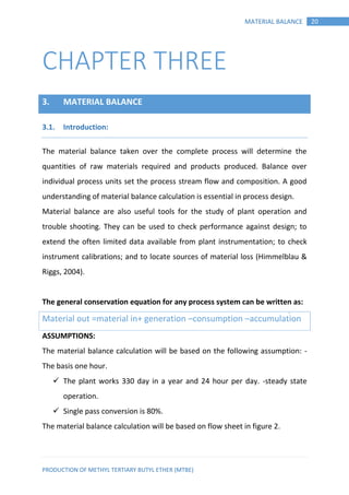 PRODUCTION OF METHYL TERTIARY BUTYL ETHER (MTBE) | PDF