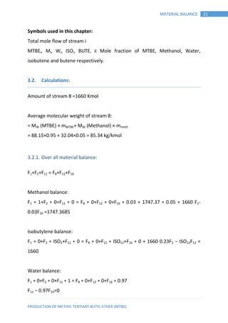 PRODUCTION OF METHYL TERTIARY BUTYL ETHER (MTBE) | PDF