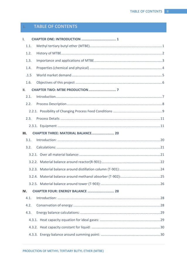 PRODUCTION OF METHYL TERTIARY BUTYL ETHER (MTBE) | PDF | Chemistry ...