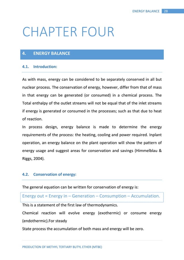 PRODUCTION OF METHYL TERTIARY BUTYL ETHER (MTBE) | PDF | Chemistry | Science