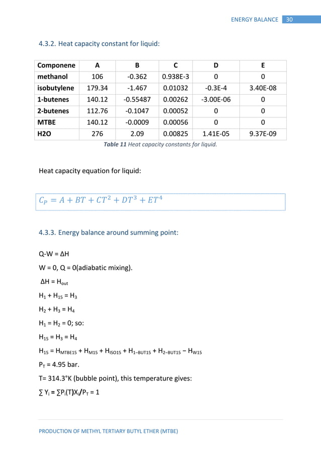 PRODUCTION OF METHYL TERTIARY BUTYL ETHER (MTBE) | PDF | Chemistry ...