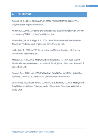 PRODUCTION OF METHYL TERTIARY BUTYL ETHER (MTBE) | PDF