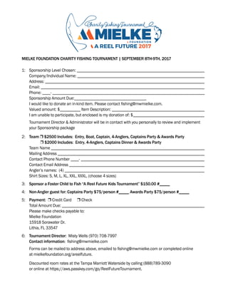 MIELKE Foundation - A Reel Future 2017 Charity Fishing Tournament ...