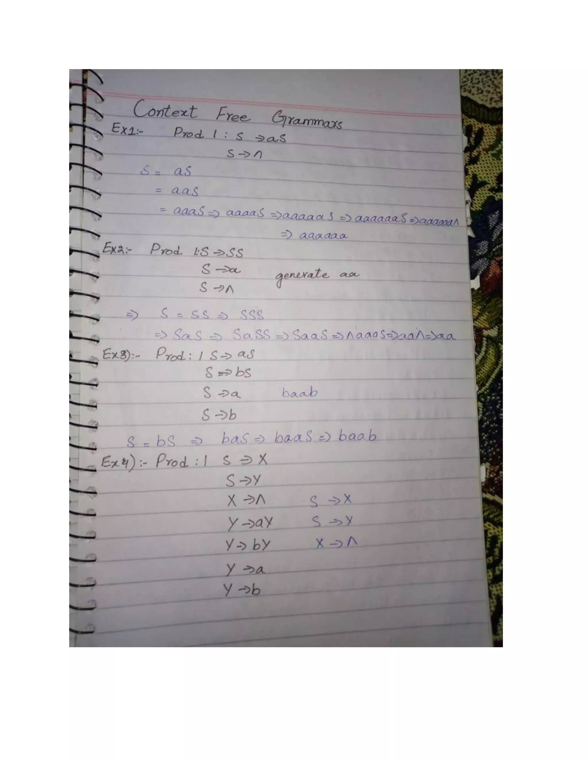 context free grammar (CFG) chapter no 12 with examples and solve exercise | PDF