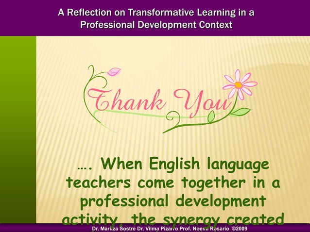 A reflection of Transformative Learning | PPT