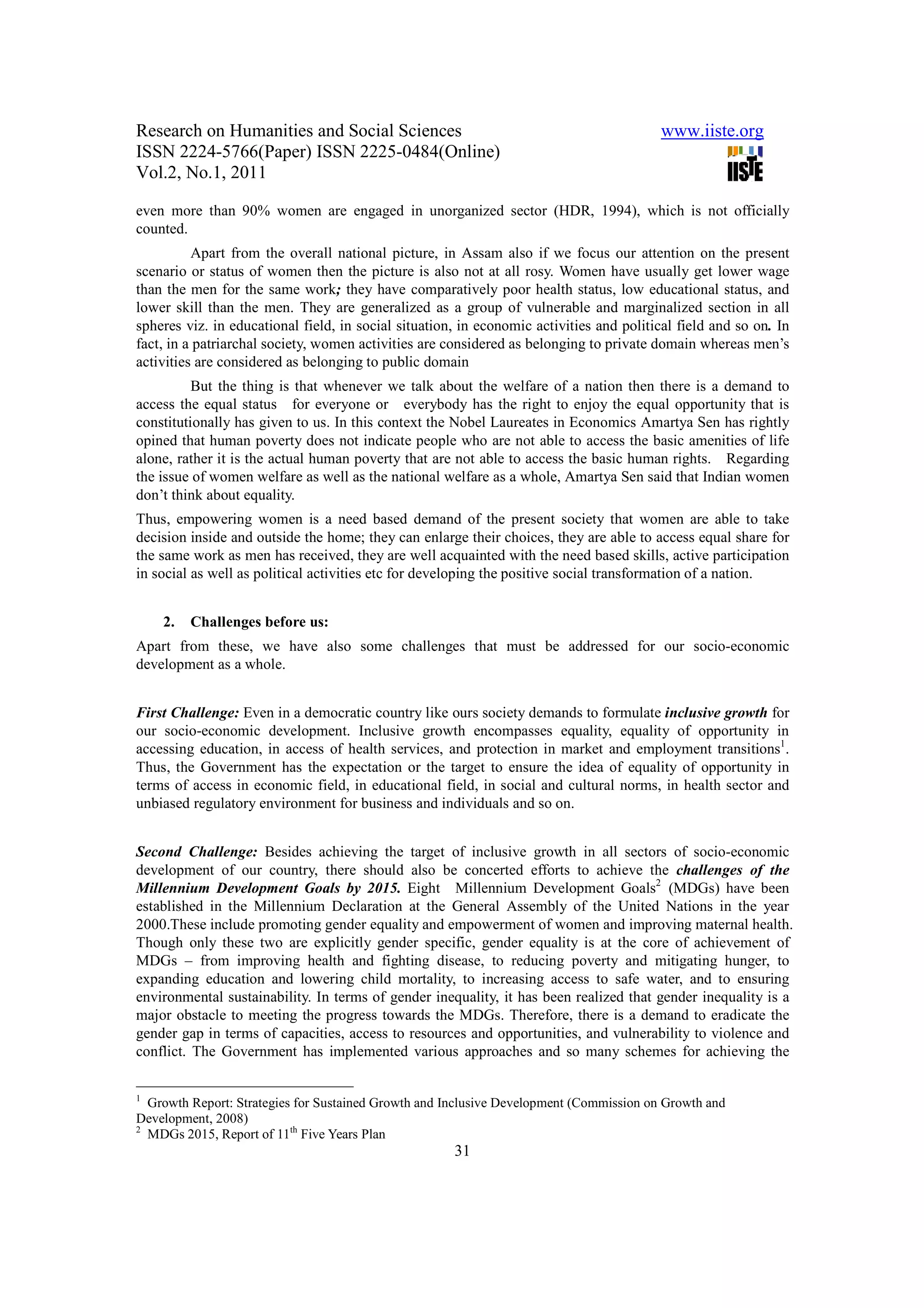 A reflection on gender empowerment measure, especially in assam | PDF